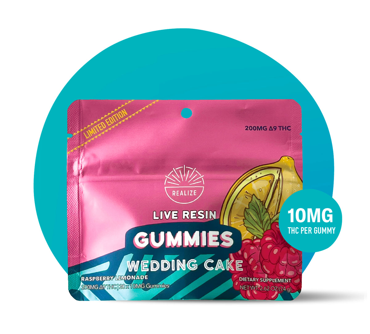 Realize Live Resin Gummies, Raspberry Lemonade - Wedding Cake