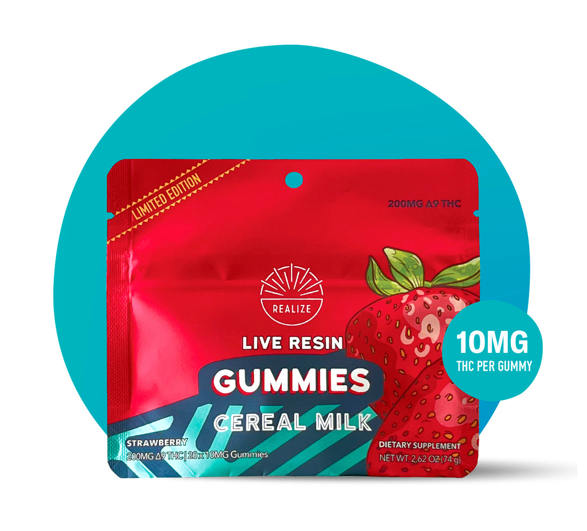 Realize Live Resin Gummies, Strawberry - Cereal Milk | Realize