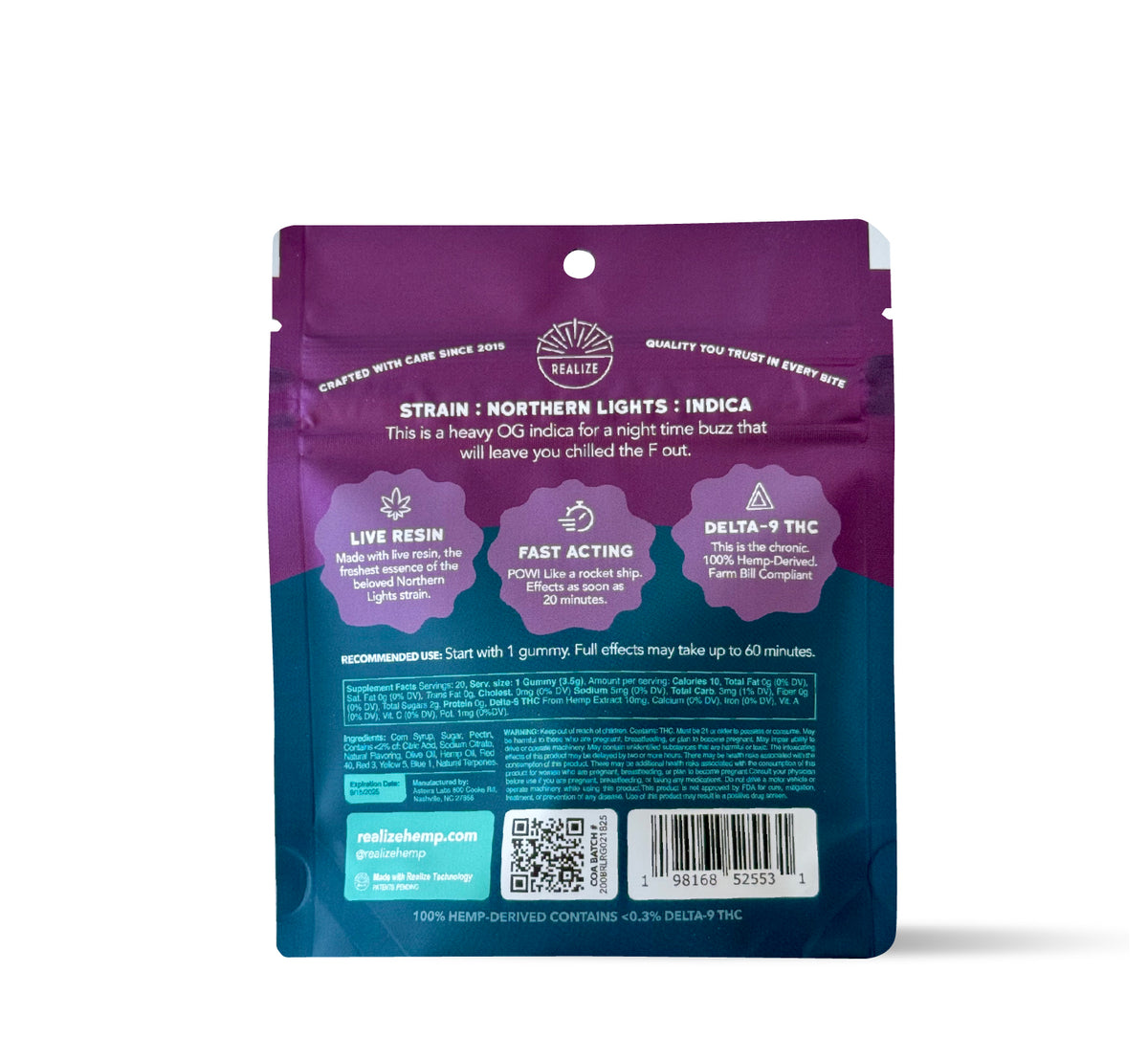 Realize Live Resin Gummies, Black Raspberry - Northern Lights