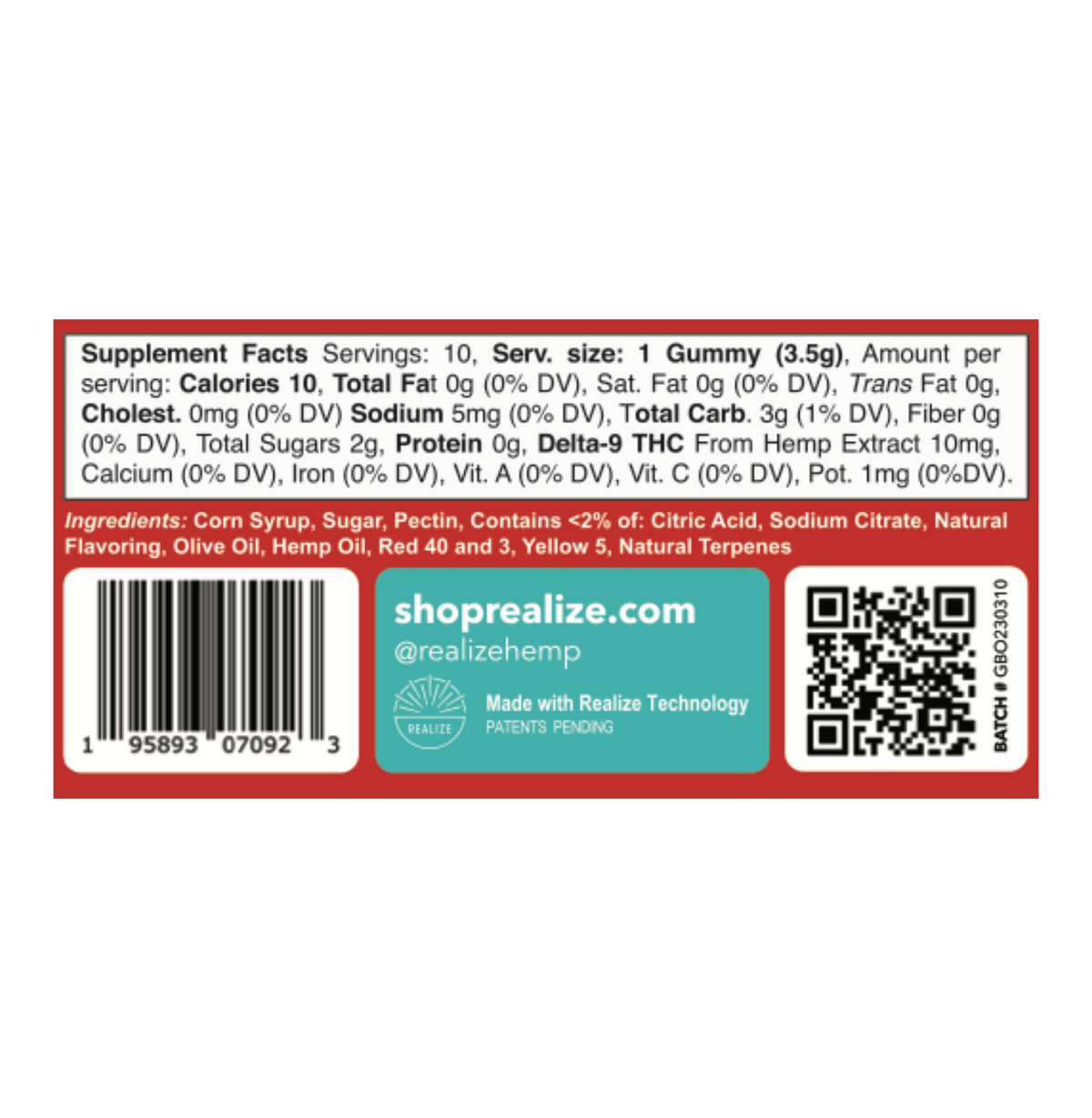 Realize Live Resin Gummies, Blood Orange - OG Kush