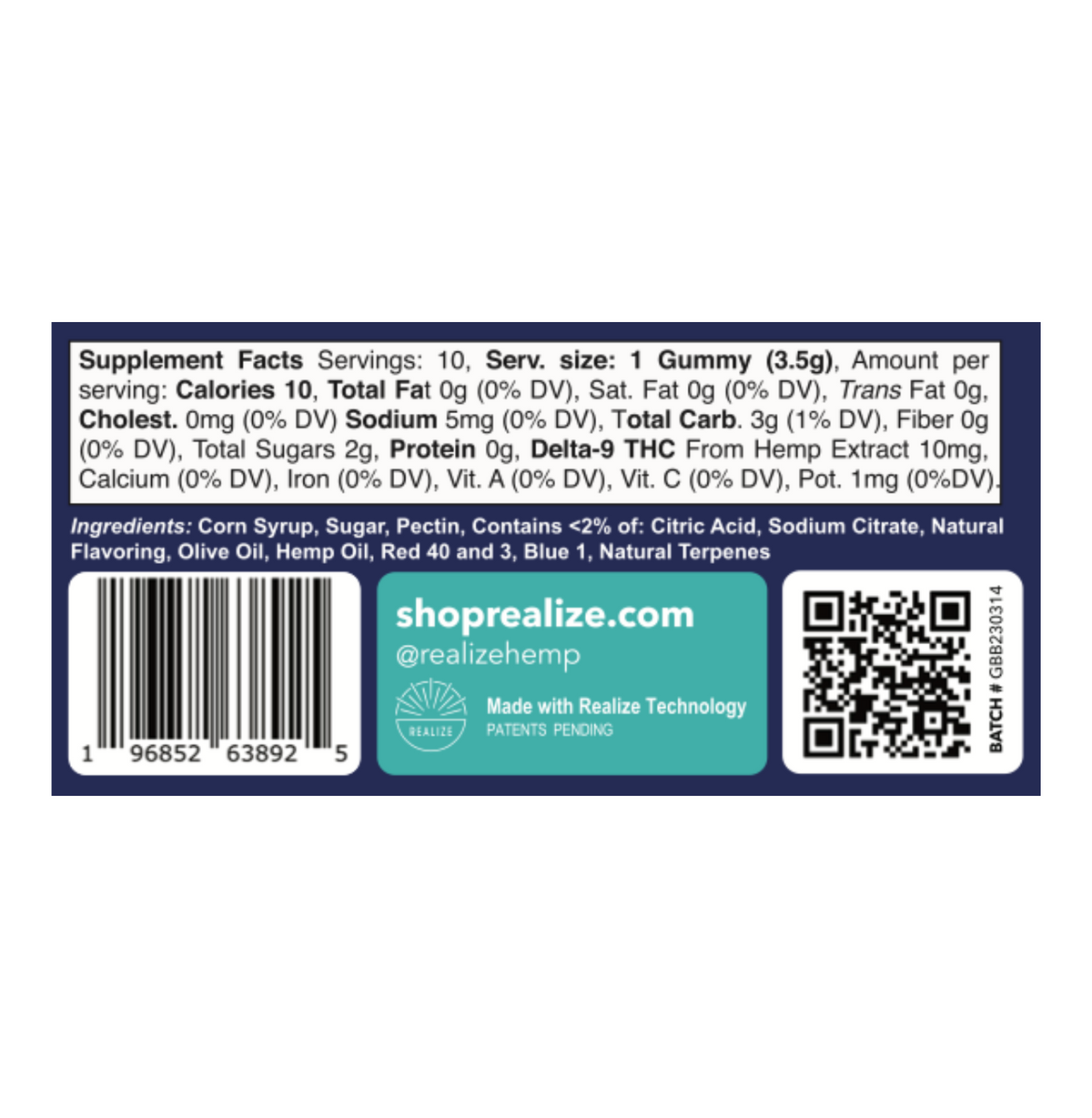 Realize Live Resin Gummies, Blueberry - Grandaddy Purple | Realize